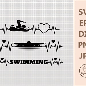Swimming Heartbeat SVG Files, Sports SVG, Shirt SVG Files for Cricut ...