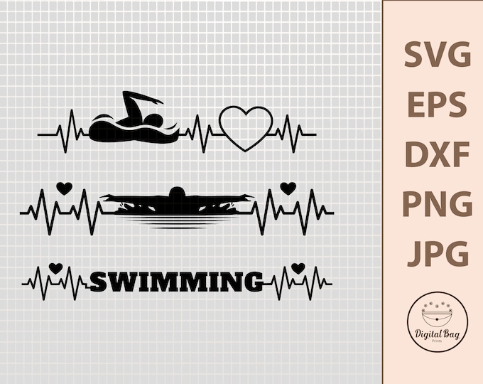 Heartbeat of a Swimmer Svg, Pool Life, Swim Life, Butterfly Swim Car ...
