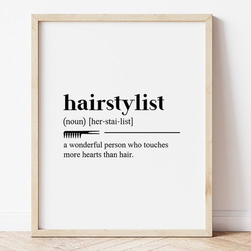 Hairstylist Definition Hair Salon Decor Hair Stylist Gift | Etsy