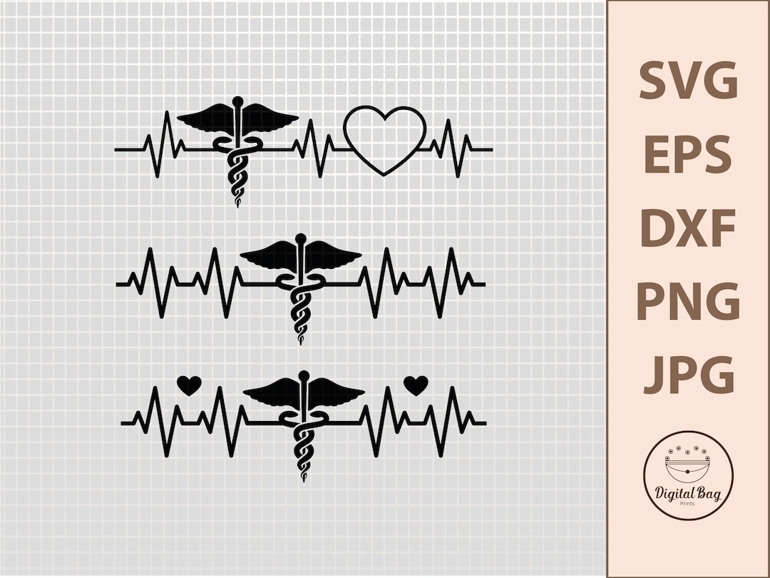 Caduceus Heartbeat SVG: Medical Nurse Doctor Symbol (digital Download ...