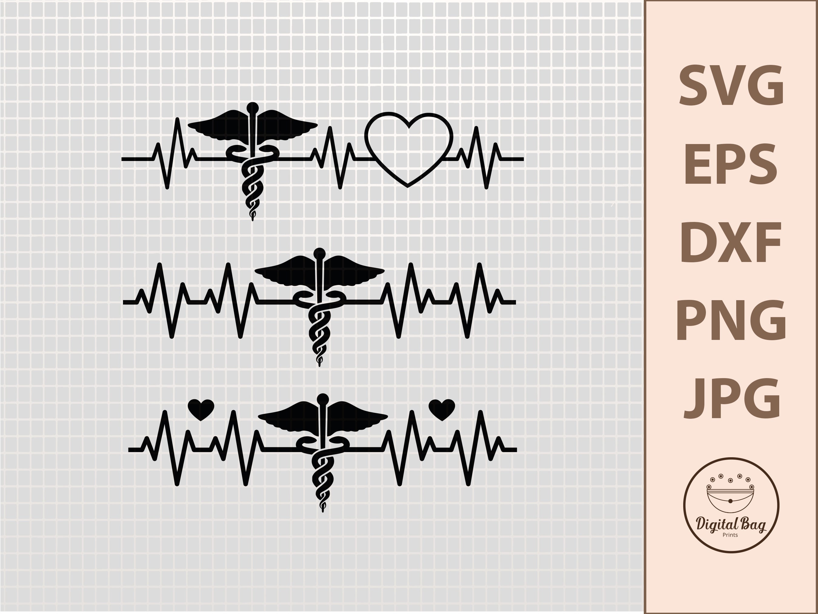 Caduceus Heartbeat SVG: Medical Nurse Doctor Symbol (digital Download ...