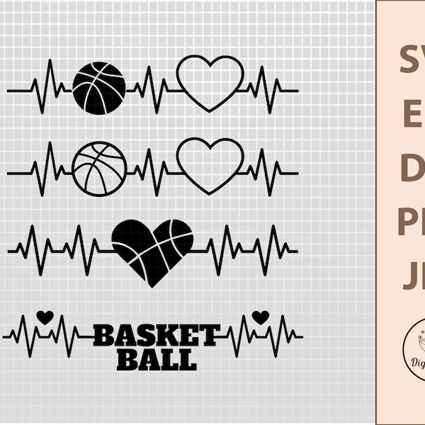 Basketball Heartbeat Svg - Etsy