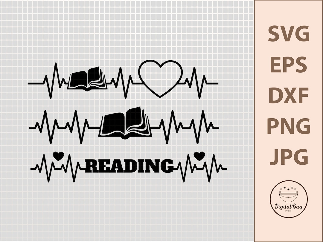 Reading Heartbeat SVG: Book Lover Clipart (digital Download) - Etsy