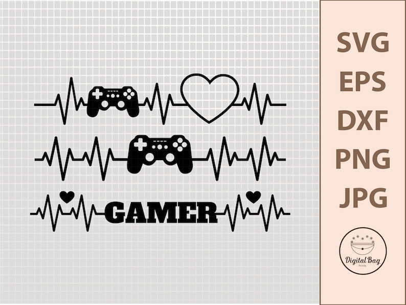 Gamer Heartbeat SVG: Video Game Controller Clipart (digital Download ...