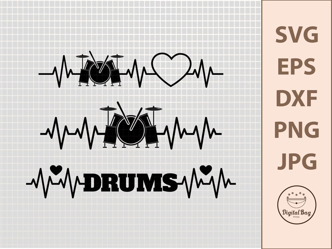 Drum SVG, Music SVG, Drums Heartbeat SVG, Band Svg, Svg Files for ...