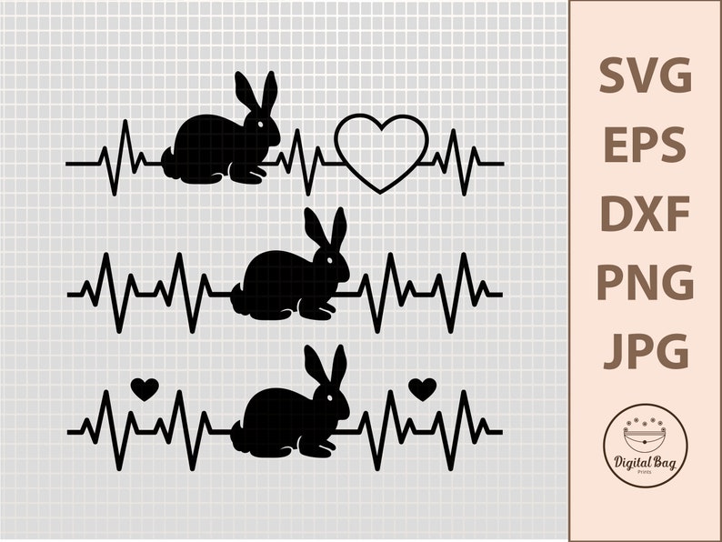 Rabbit Hearbeat SVG File, SVG Files for Cricut, Farm Animal SVG ...