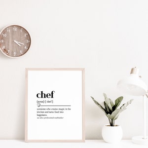 Chef Definition, Chef Gift, Digital Download, Definition Print, Kitchen ...