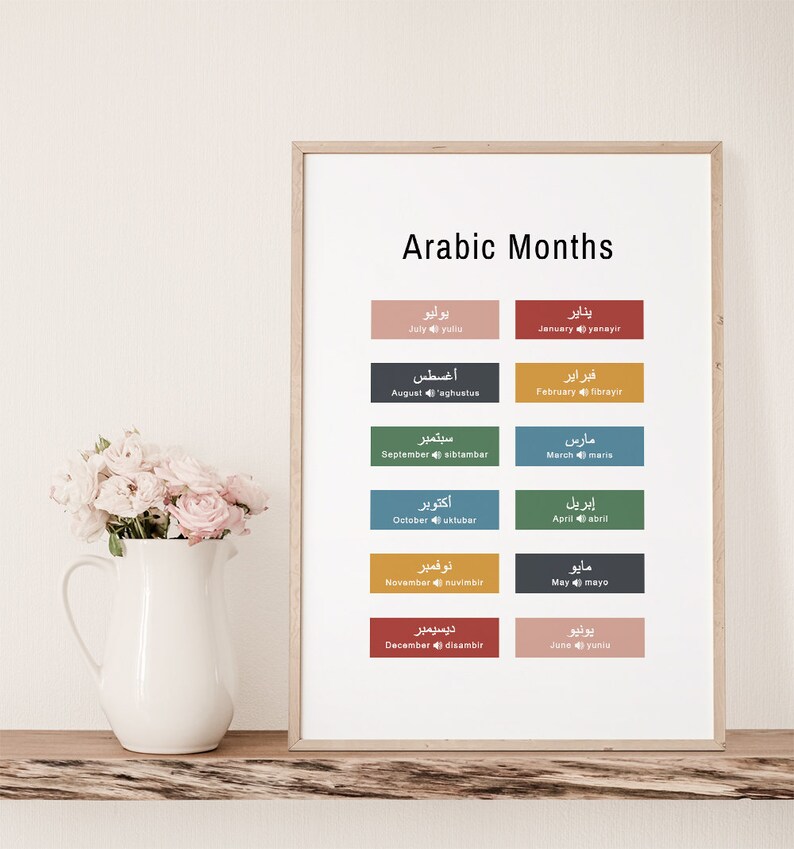 Kids Arabic Poster Months of the Year Digital Download - Etsy