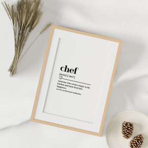 Chef Definition, Chef Gift, Digital Download, Definition Print, Kitchen ...