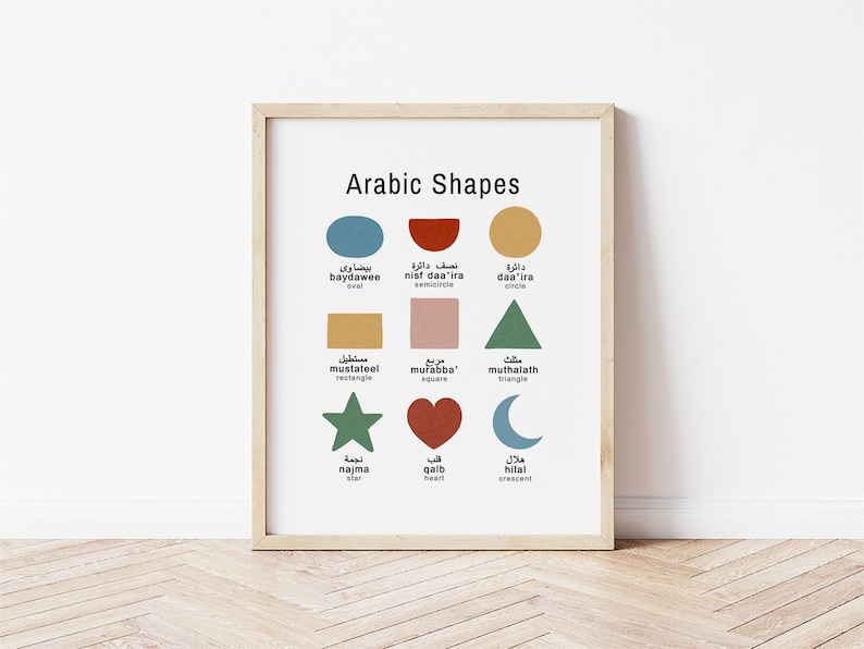 Arabic Wall Art, Shapes Poster, Digital Download, Kids Art, Educational ...