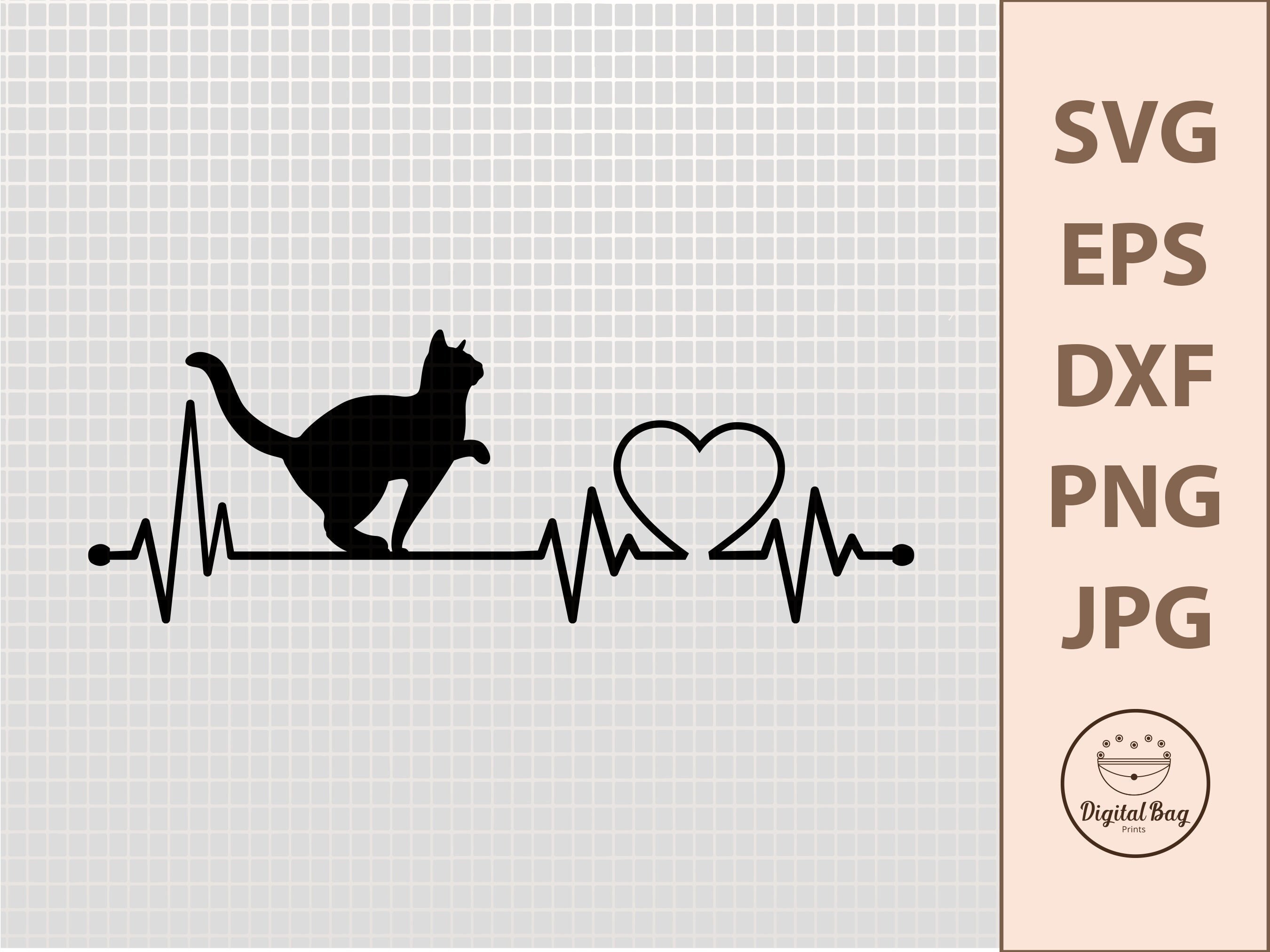 Cat Heartbeat SVG, Pet SVG, Cat SVG, Svg File for Cricut, Silhouette ...