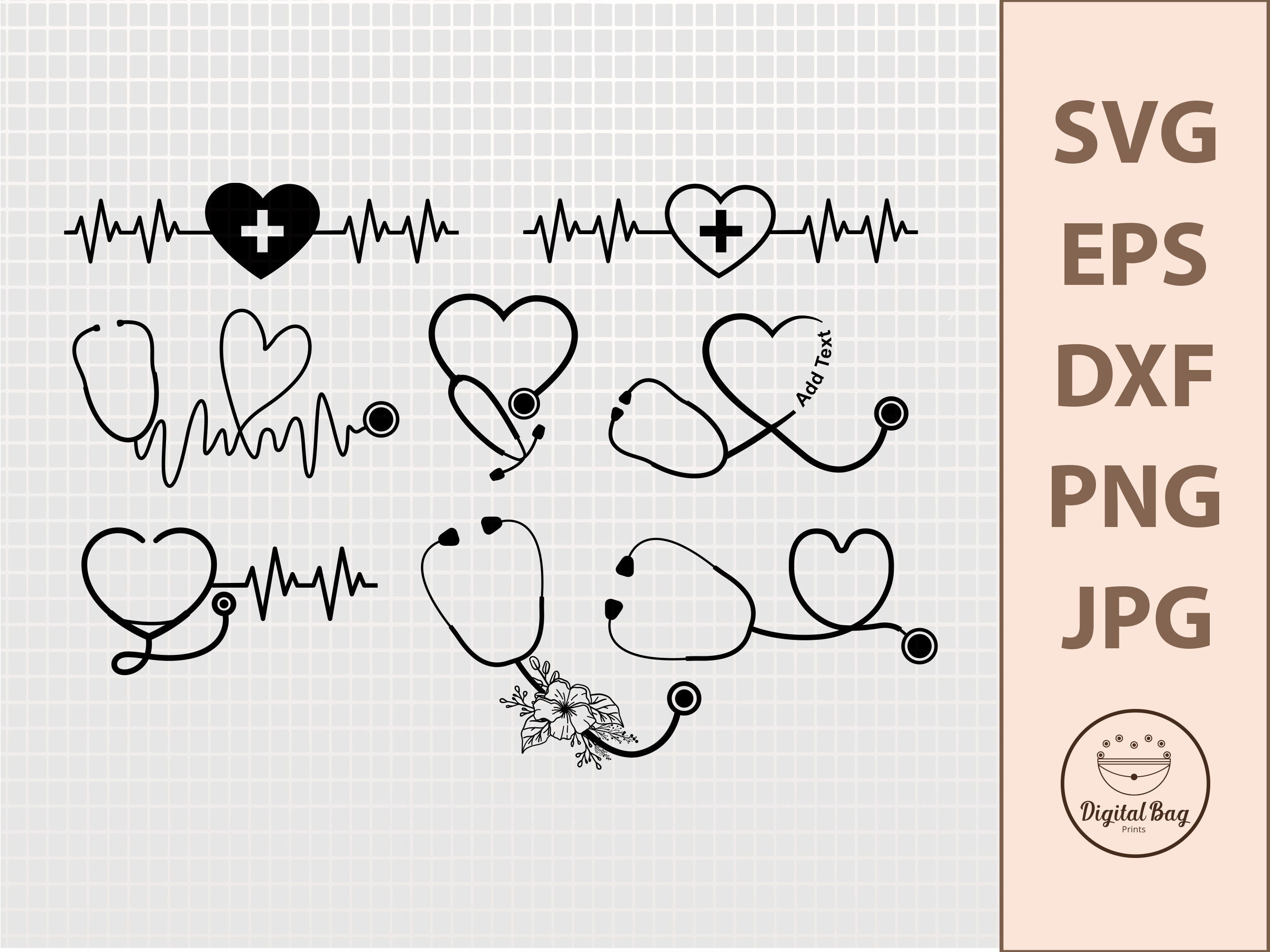 Stethoscope Heart SVG Bundle: Doctor Nurse Medical Clipart (digital ...