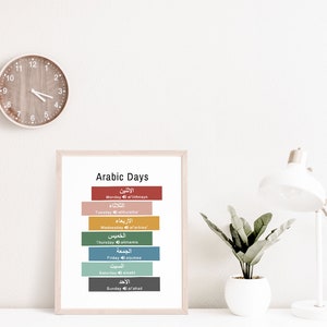 Days of the Week, Arabic Wall Art, Digital Download, Kids Wall Art ...