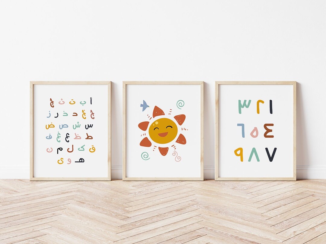 Arabic Alphabet & Numbers Poster: Kids Nursery Art (digital Download ...