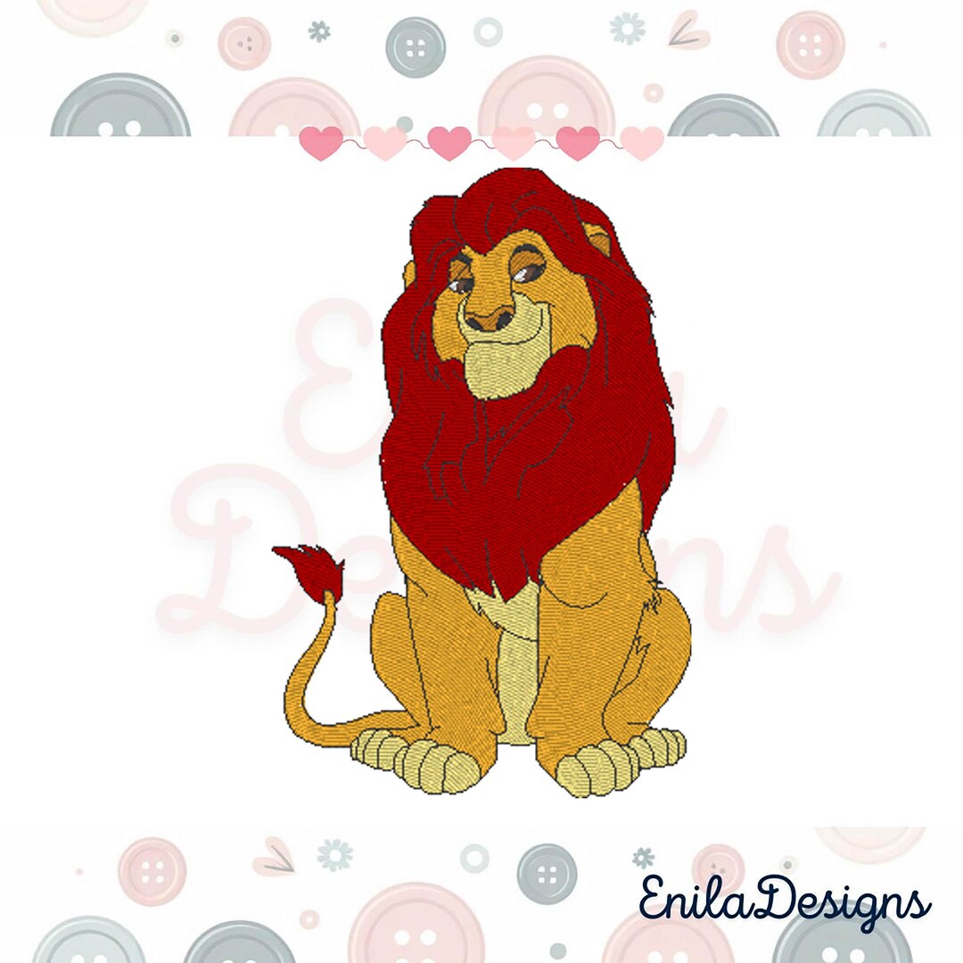 Mufasa Lionking Inspired Embroidery File Design - 3 Sizes - Etsy