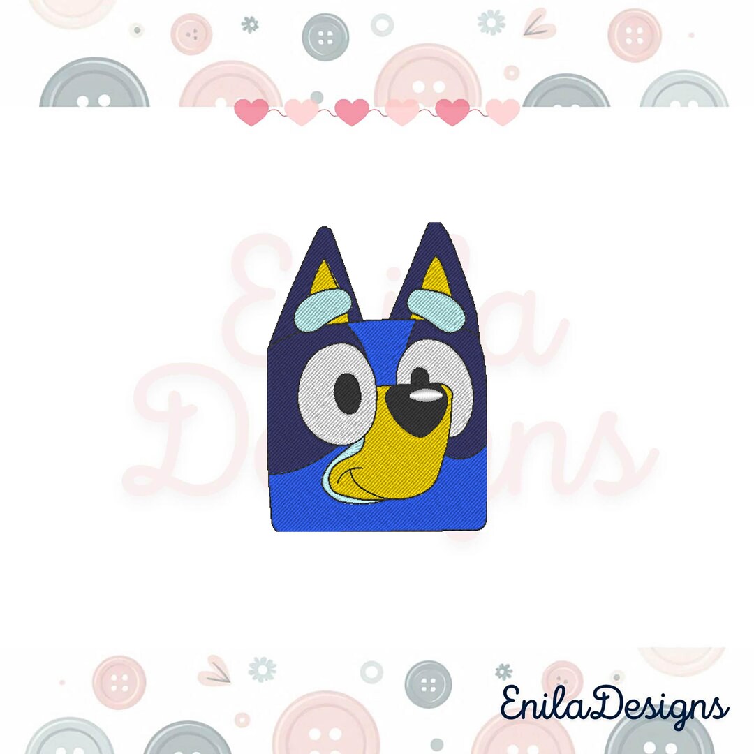 Blue Dog Face Inspired Machine Embroidery File Design - 5 Sizes - Etsy
