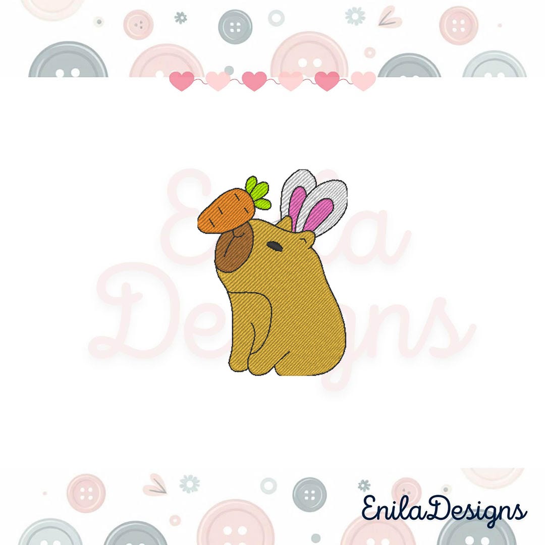 Easter Capybara Machine Embroidery File Design - Cod1 - 5 Sizes - Etsy