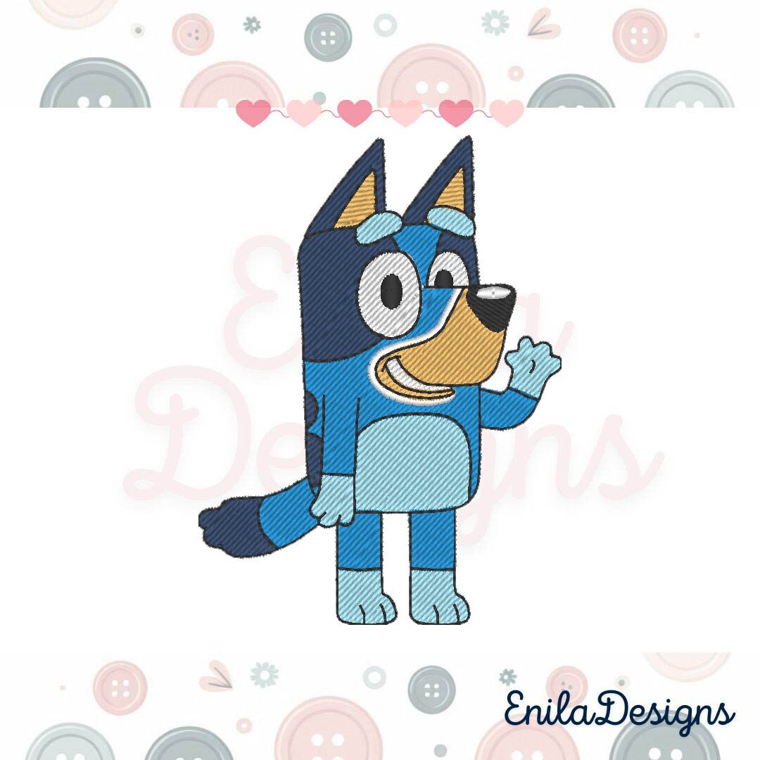 Blue Dog Girl Inspired Machine Embroidery File Design - Etsy