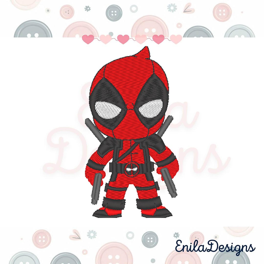 Deadpool Inspired Machine Embroidery File Design - Cod1 - 3 Sizes - Etsy