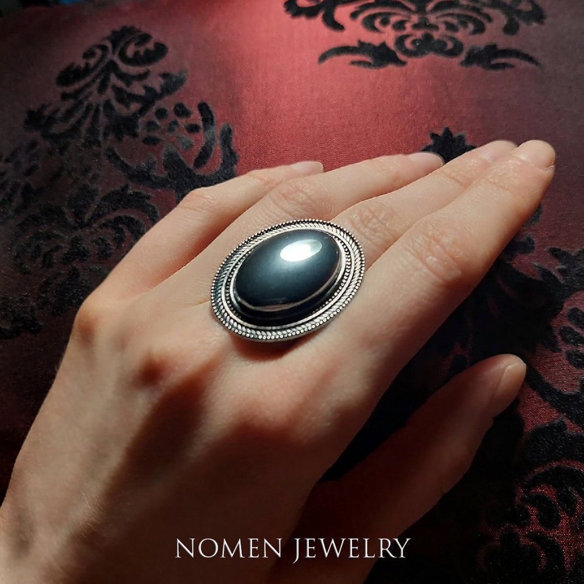 Adjustable Ring With Natural Big Oval Cabochons - Etsy