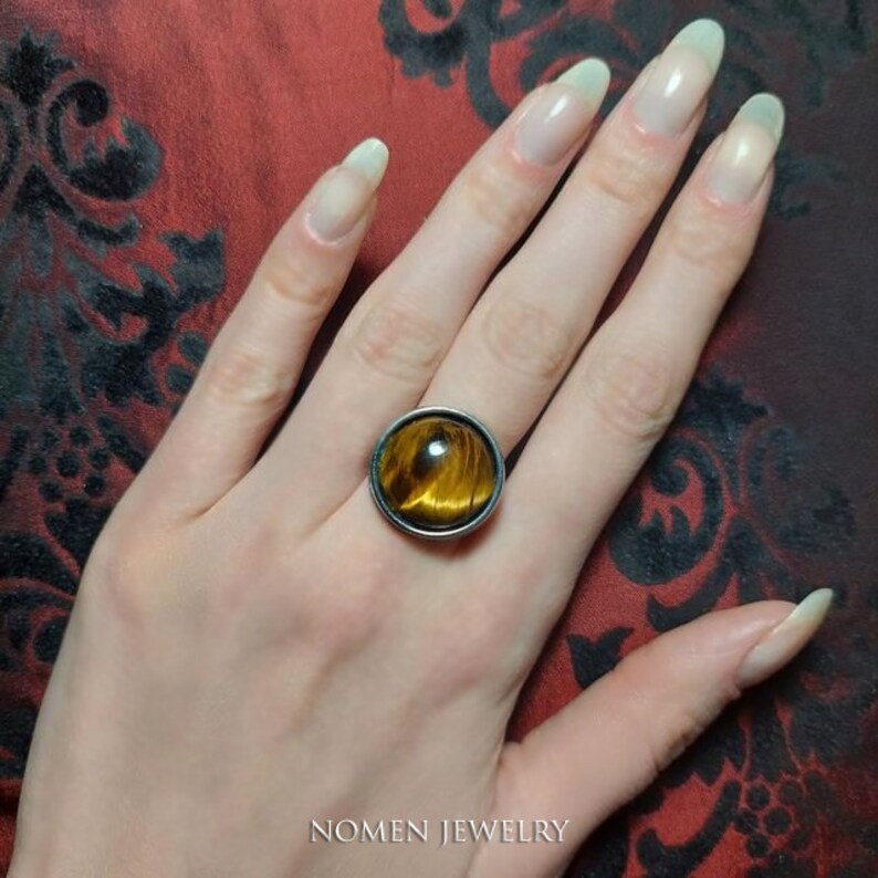 Adjustable Ring With Natural Big Oval Cabochons - Etsy