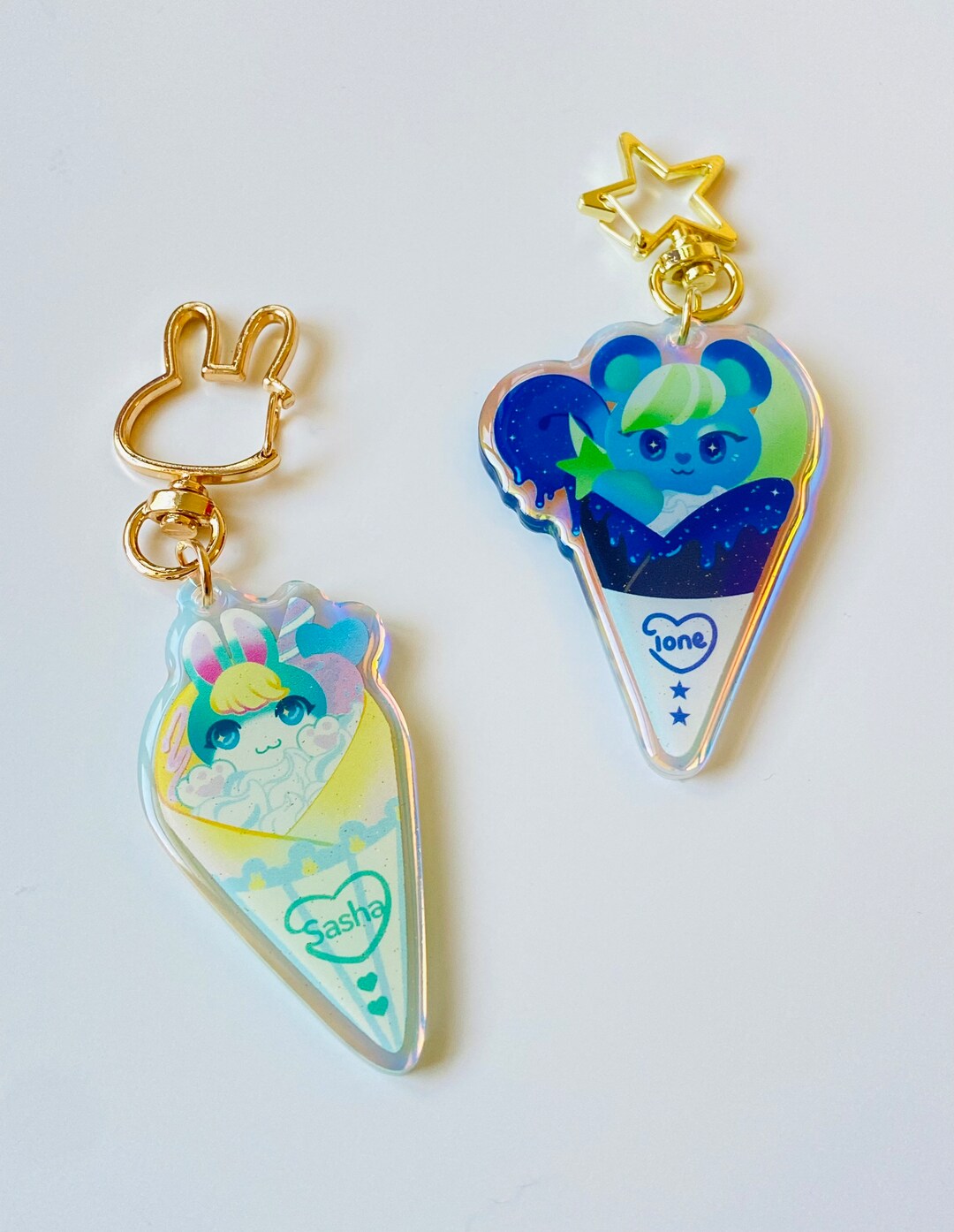 Sasha Ione Crepe Ice Cream Dessert Acrylic Keychain Key Charm ...