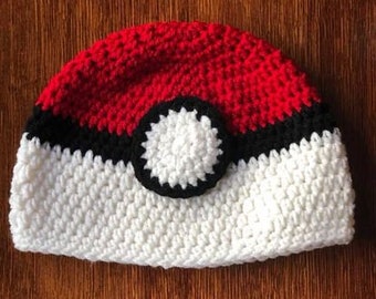 Crochet Pokemon Pokeball Hat, Pokemon Hat, Pokeball Hat, Child Winter ...