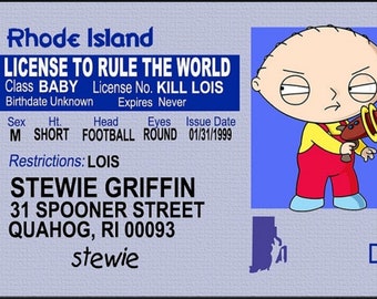 Stewie Griffin Id Card - Etsy