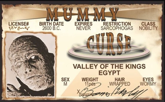The Mummy License on a Laminated ID Card 3.4 Inches by 2.2 - Etsy