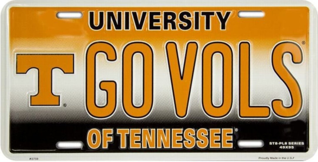 University of Tennessee Volunteers,go Vols on A 12”x 6” License Plate ...