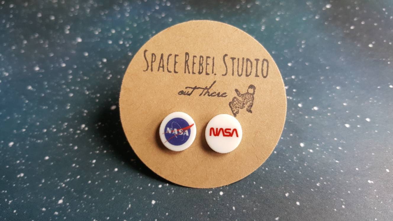 Nasa Stud Earrings Mismatched Resist Astronaut - Etsy