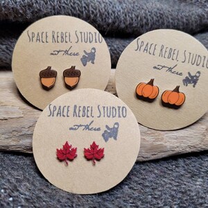 Fall Autumn Leaf Acorn Pumpkin Stud Earrings Jewelry Set ~ Maple Leaves ...