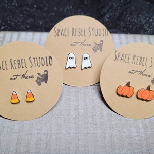 Halloween Ghost Pumpkin Candy Corn Fall Autumn Stud Earrings Gift Set ...