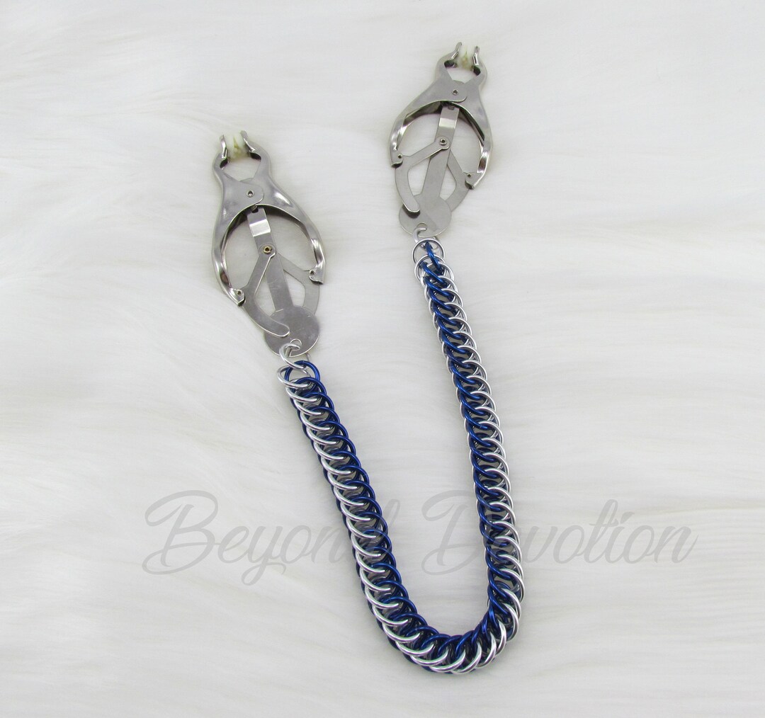 Clover Nipple Clamps Nipple Clamp with Chain Silver and Blue - Etsy France