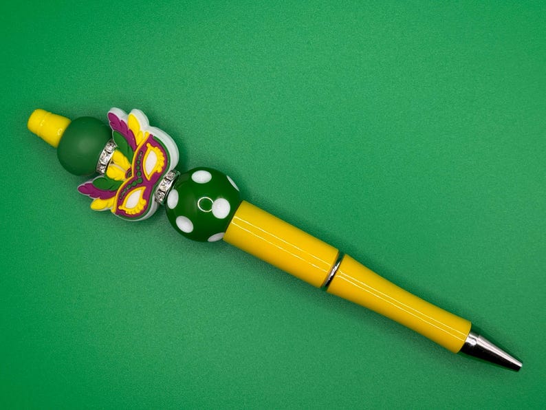 Yellow Mardi Gras Carnival Mask Masquerade Beadable Beaded Ballpoint ...