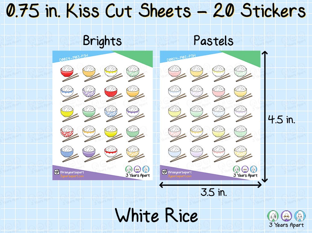 Rice Stickers Brown White Asian Food Deco Stickers for - Etsy Canada