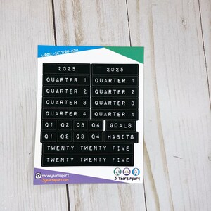 2025 Yearly and Quarterly Script Stickers | Label Handwriting Font ...