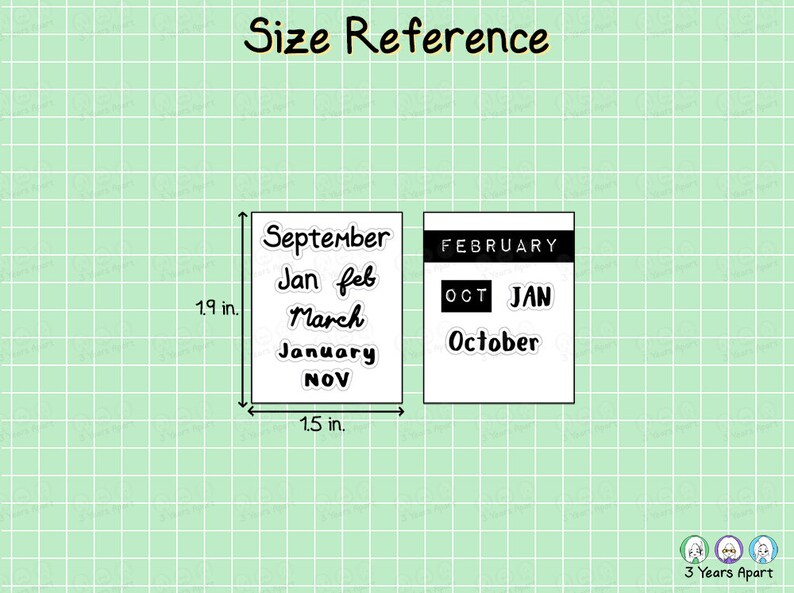Month Script Stickers Label Handwriting Font Yearly - Etsy