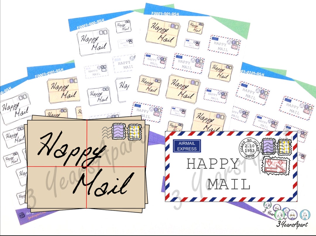 Happy Mail Package Letter Stickers | Functional Vintage Inspired Deco ...