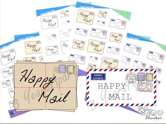 Happy Mail Package Letter Stickers Functional Vintage | Etsy