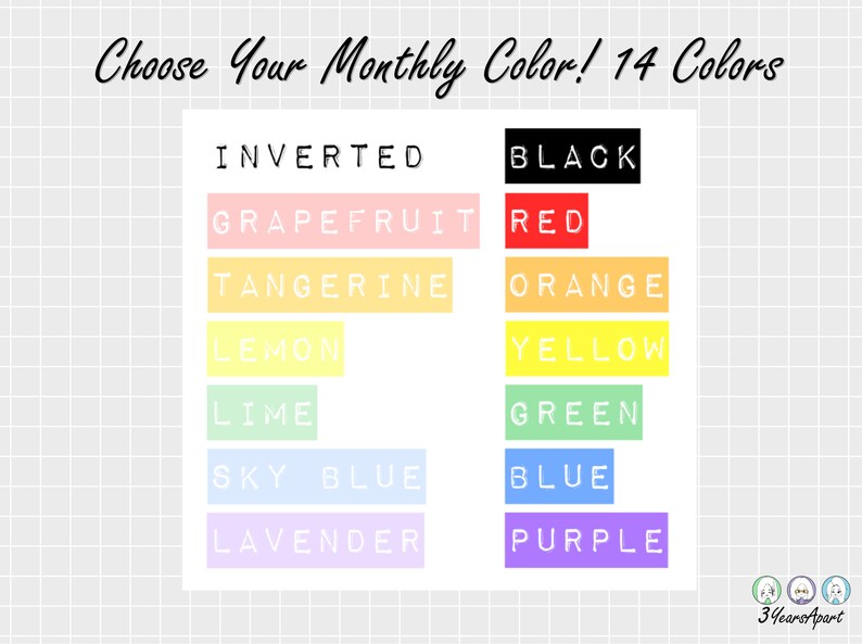Bullet Journal Monthly Sticker Kit Custom Color Functional & - Etsy