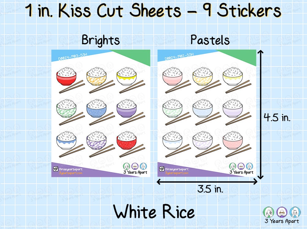 Rice Stickers Brown White Asian Food Deco Stickers for | Etsy