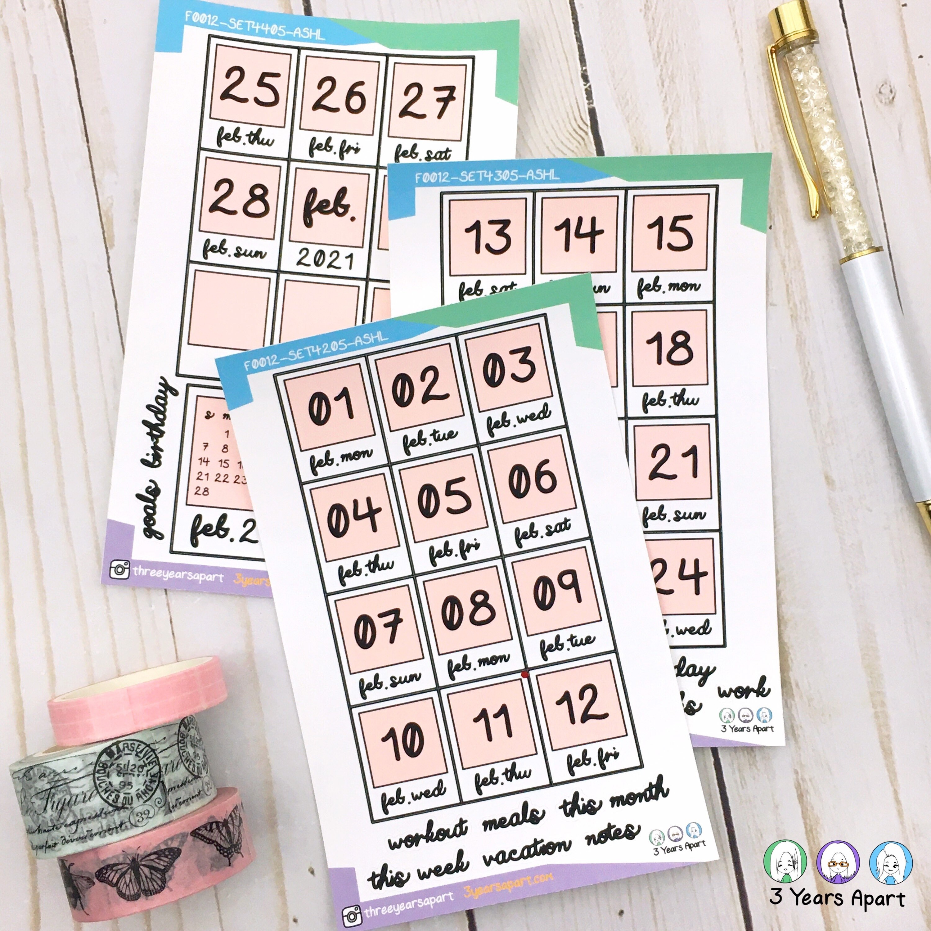 Instant Photo Bullet Journal Dated Monthly Sticker Kit | Custom Color ...
