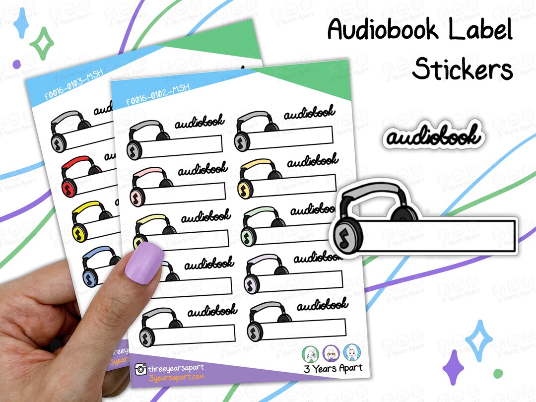 Audiobook Label Stickers | Reading Book Script Functional Deco Stickers ...