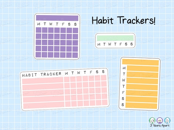 Habit Tracker Stickers Weekly Monthly Daily Deco for Bullet - Etsy