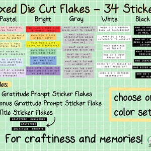 Gratitude Prompts Stickers | 30 Day Challenge Monthly Label Functional ...