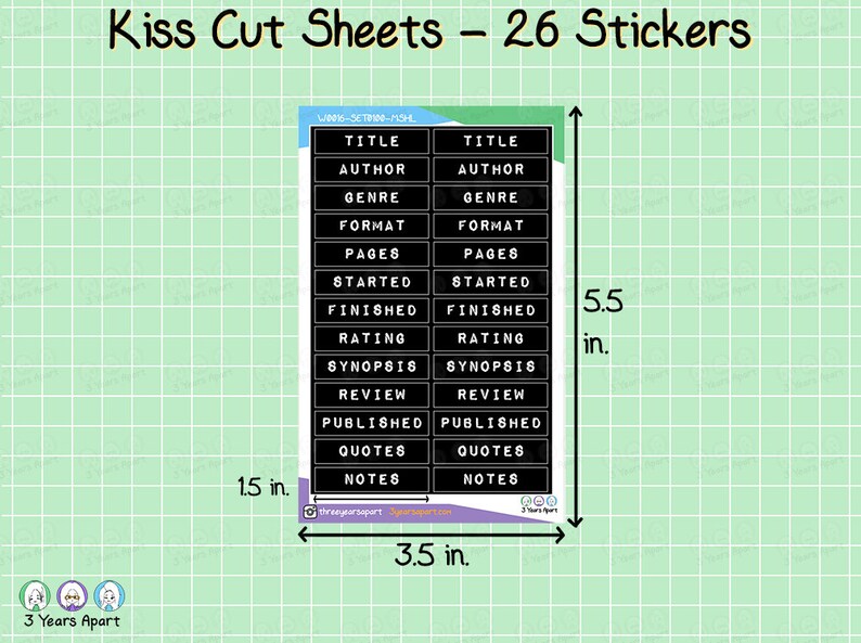 Book Review Script Stickers | Label Handwriting Font Functional Deco ...