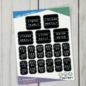 Mini Planner Tab Stickers | Monthly Titles Label Handwriting Font ...