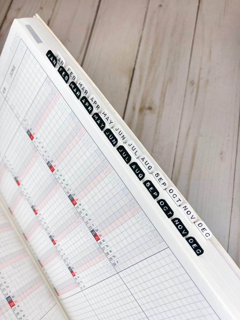 Mini Planner Tab Stickers | Monthly Titles Label Handwriting Font ...