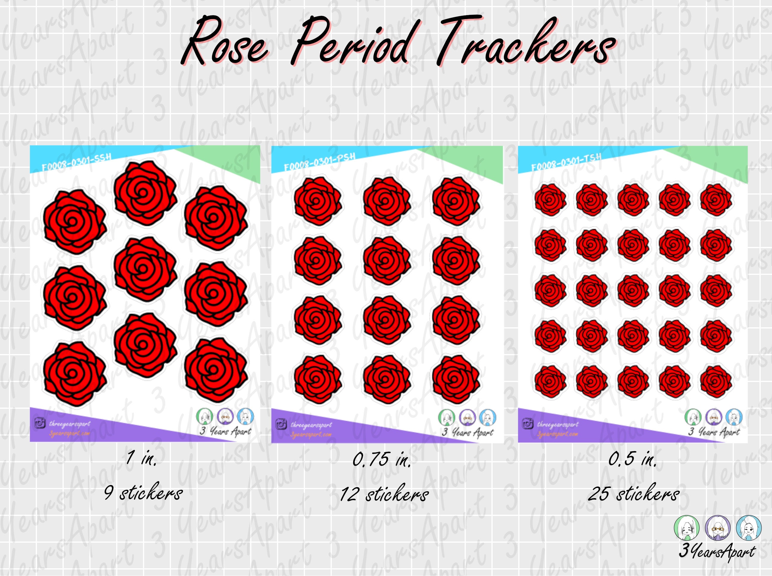 Rose Period Tracker Stickers Functional Menstrual Cycle Deco - Etsy